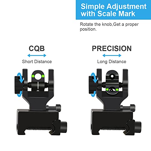 Fiber Optics Flip Up Iron Sight Front Red Dot Sight and Rear Green Dot ...