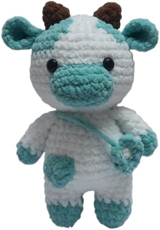 Crochet Artwork Amigurumi Handmade Soft Jumbo Cow (Mint) : Amazon.in ...