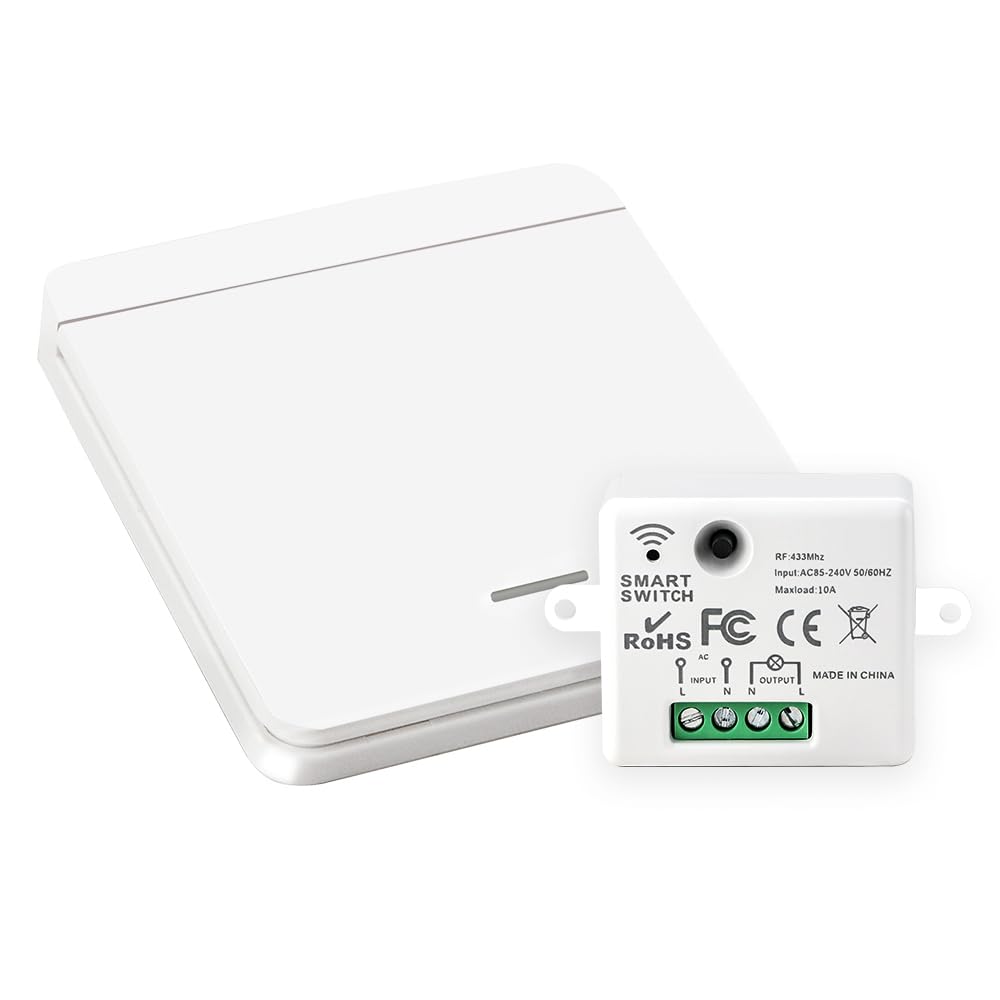 Wireless Light Switch and RF Receiver, Programmable Remote Control ...