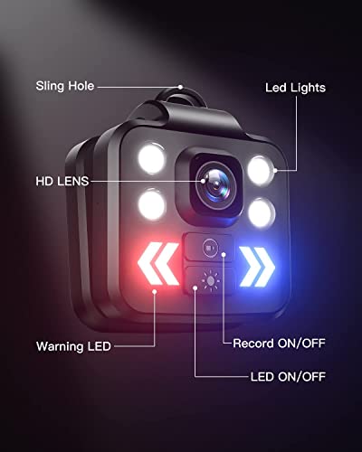 SRIKEKL 1080P Mini Wearable Body Camera with Flashlight/Warning Light ...