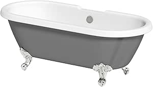 The Bath Co. Dulwich Grey roll top freestanding Bath with Chrome Claw ...