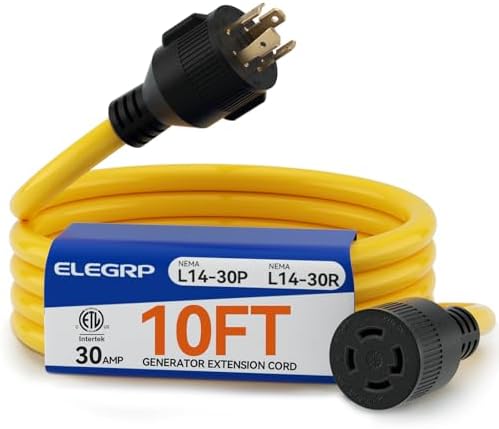 Amazon.com: ELEGRP 30 Amp Generator Extension Cord 10 Feet, 4-Prong ...