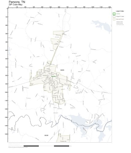 Amazon.com : ZIP Code Wall Map of Parsons, TN ZIP Code Map Laminated ...