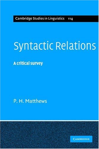 Amazon.com: Syntactic Relations: A Critical Survey (Cambridge Studies ...