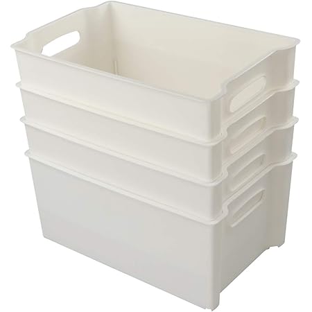 Amazon.com - Hommp White Stacking Plastic Storage Basket/Storage Bin ...