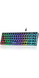 Amazon.com: CHONCHOW Mini 60% Gaming Keyboard, Rainbow RGB Backlit 68 ...