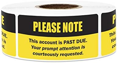 Amazon.com: Account Past Due Stickers - 2 x 1 Inch Bright Yellow ...