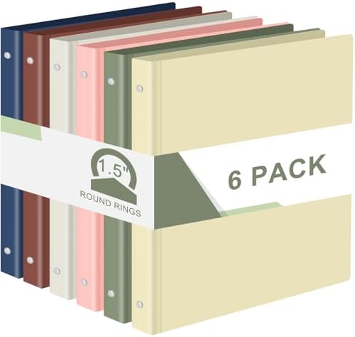 Amazon.com : Fulmoon 6 Pack Plastic 3 Ring Binder Assorted Colors ...