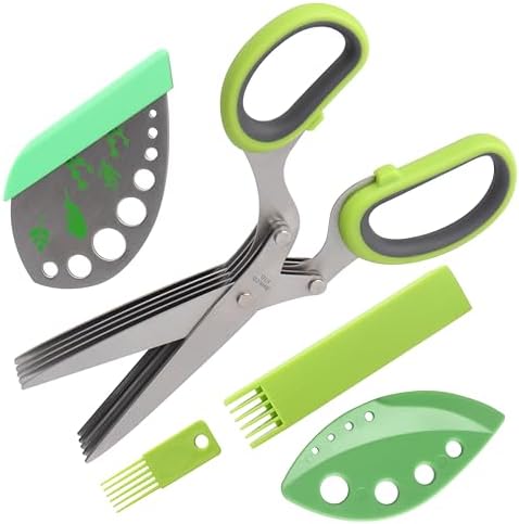 LUVCOSY 3 Packs Herb Scissors Set - 5 Blades Herb Scissors with Herb ...