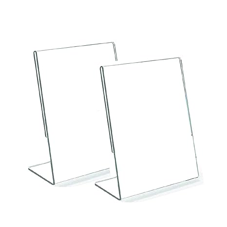 SIGNOOGLE® 2 PCs Acrylic L Shape Stand For Display Table A4 Size Clear ...