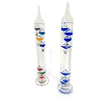Set of Two 30cm Tall Free Standing Galileo Thermometers each with seven ...