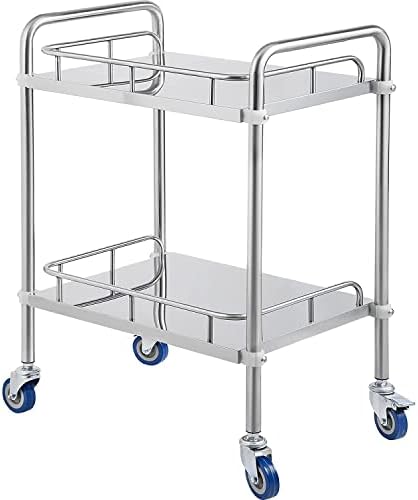 Amazon.com: VEVOR Lab Rolling Cart, 2-Shelf Stainless Steel Rolling ...