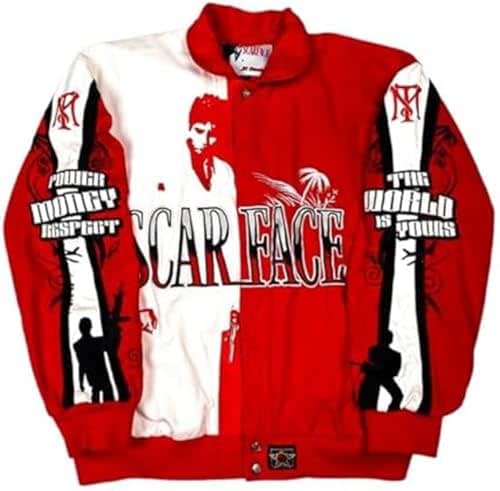 Amazon.com: Tony Montana Scarface Red and White Fleece Jacket by Jeff ...