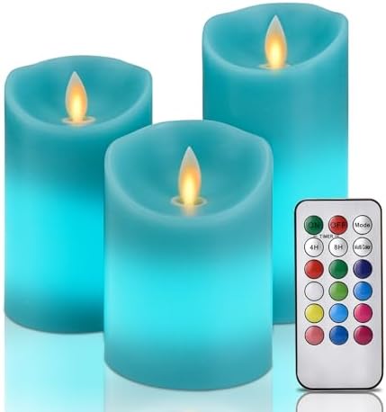 Amazon.com: senya Teal Lights Flameless Candles Vintage Turquoise Green ...