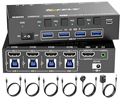 HDMI KVM Switch 4 Computers 8K@60Hz 4K@144Hz, Simulation EDID, Camgeet ...