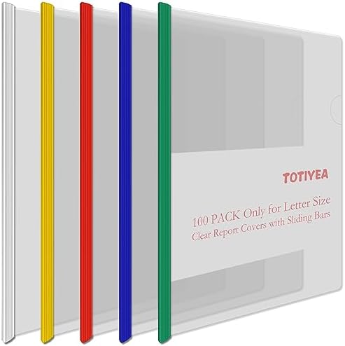 Amazon.com : TOTiyea 100 Pack Clear Report Covers with Sliding Bars ...