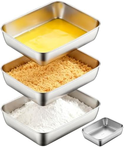 IIRC Breading Bowls Set of 3 Stainless Steel Bowls 25.5 x 20 x 5 cm ...