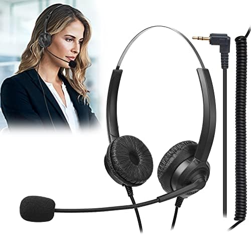 Amazon.com: Voistek 2.5mm Dual Ear Call Center Telephone Headphone, 6FT ...