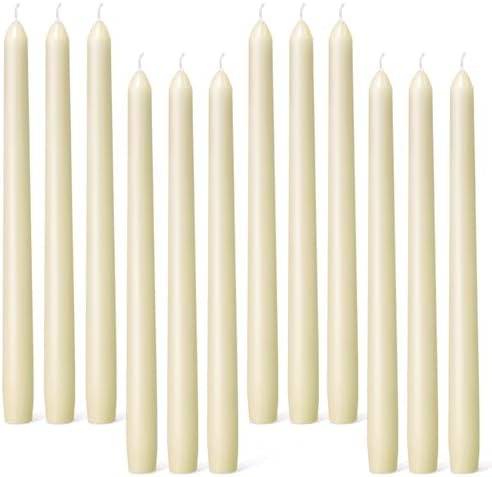 Amazon.com: Everymoment Ivory Taper Candles - 12 Pack 10 Inch ...