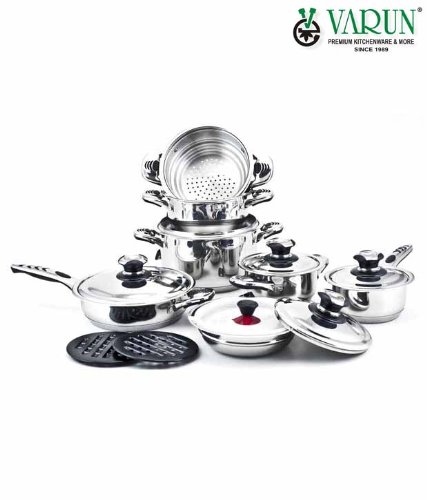 Buy Varun 16 Pcs Stainless Steel Cookware Set Online at Low Prices in ...