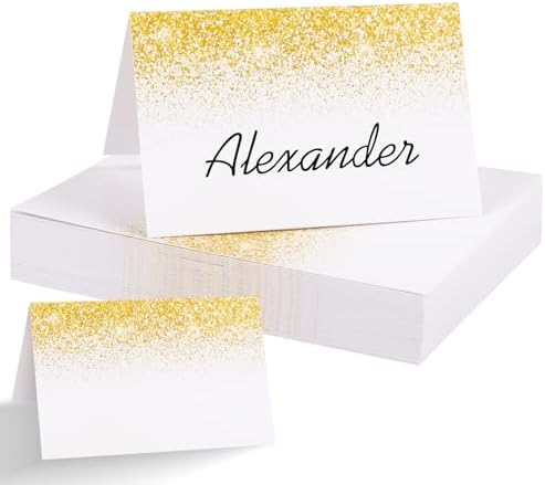 50pcs Wedding Place Cards Gold Name Cards Paper Tented Wedding Table ...