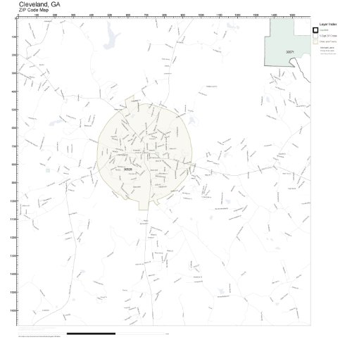 ZIP Code Wall Map of Cleveland, GA ZIP Code Map Laminated: Amazon.com ...