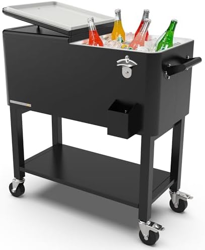 Amazon.com : Permasteel 80-Qt Large Outdoor Patio Cooler with Wheels ...