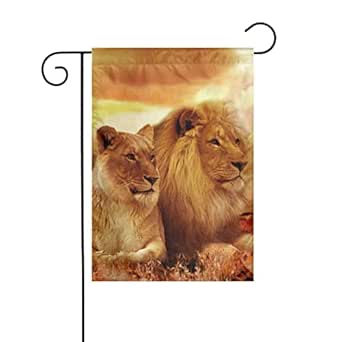 African Lion And Lioness Garden Flags 12x18 Inch, For Outdoor Porch ...