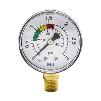 Riisoyu Pool Filter Pressure Gauge, 1/4’Pool pressure gauge 0+3BAR/PSI ...