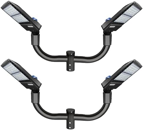 4 Pack 200W LED Parking Lot Lights Bundle 2 Pack Double Bullhorn ...