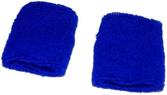 PAIR OF COTTON BLUE SWEATBANDS WRISTBANDS WRIST : Amazon.co.uk: Sports ...