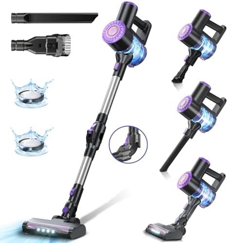 Cordless Vacuum Cleaner, Self-Standing Vacuum Cleaners with 180 ...