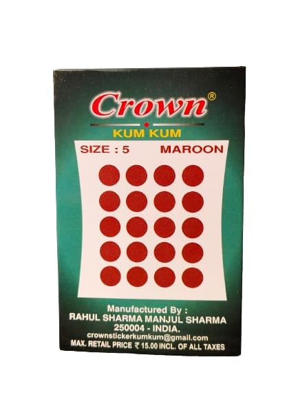 CROWN KUM KUM Round Maroon Color sticker Bindiya Bindis Spiral bindi ...