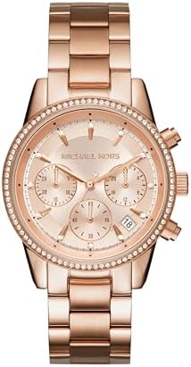 Michael Kors Ritz Chronograph Rose Gold Stainless Steel Strap Women's ...