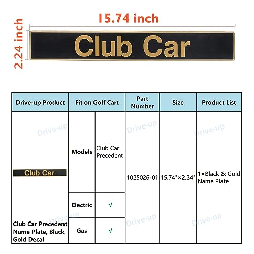 Snapklik.com : Name Plate,Black Gold Decal For Club Car Precedent Golf ...