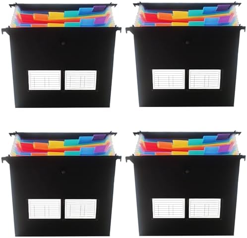 Amazon.com : Yunlism 4 Pack Plastic Expanding Hanging File Folders ...