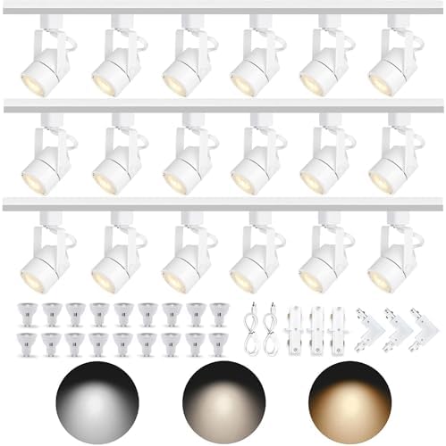 Bravsekai LED Track Lighting Kit, 3CCT 10W Track Lights Heads 3000K ...