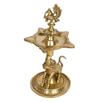 Buy Svarup Brass Oil Lamp Diya Deepam for Temple Aarti Deepak Pooja ...