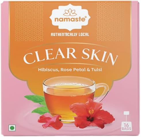 Amazon.com : Namaste Chai Clear Skin Herbal Tulsi Tea With Hibiscus and ...