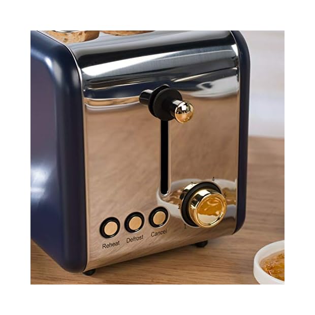 Salter Metallics Polaris 2-Slice Toaster, 850 W, Navy Blue/Gold