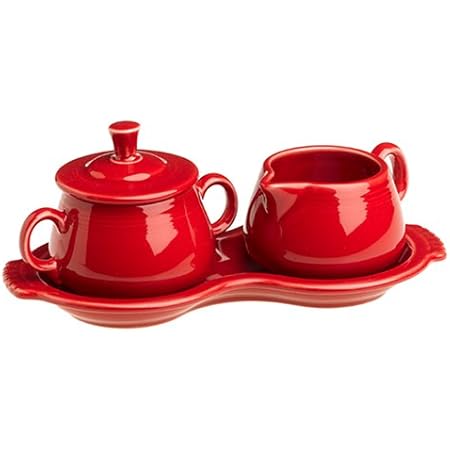Amazon.com | Fiesta Scarlet 821 Sugar and Creamer with Tray: Cream And ...