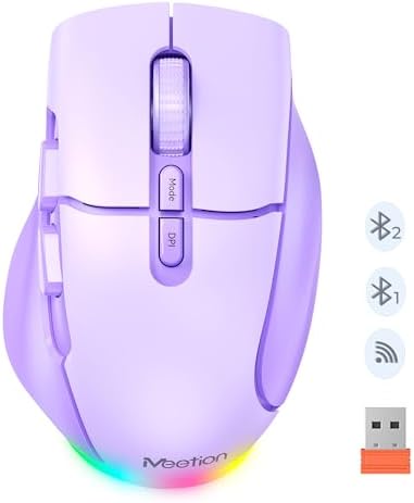 Amazon.com: MEETION Purple Wireless Mouse, Ergonomic Mouse, Bluetooth ...
