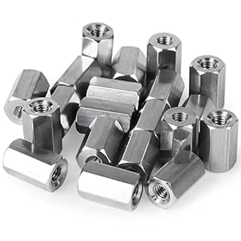 Niooliuk M3 x 0.5-Pitch 10mm Length Metric Hex Coupling Nut 304 ...