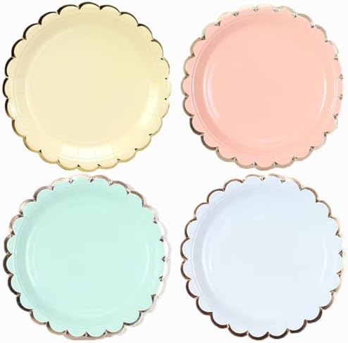 Amazon.com: AnyDesign 30Pcs Pastel Hexagonal Paper Plates with Metallic ...