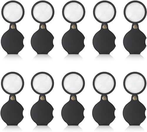 Amazon.com: Hiceeden 10pcs 10x Pocket Magnifier, Small Magnifying Glass ...