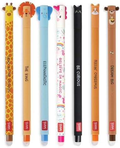 Legami Erasable Pens Bundle - Set of 7 Legami Erasable Gel Pens, Rub ...