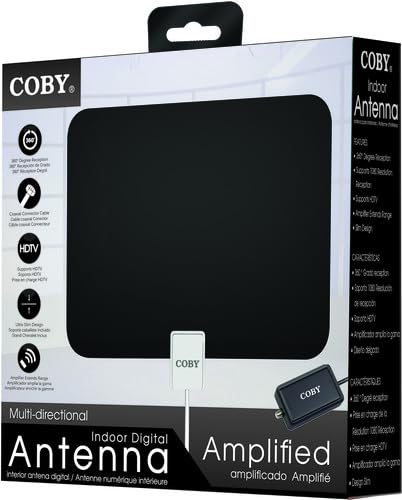 Coby Multi Directional Indoor Digital/Video Antenna with Amplifier (CBA ...