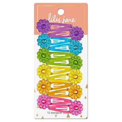 Amazon.com : Lily Jane Designer Flower Snap Clips - 12ct MULTI-COLORED ...
