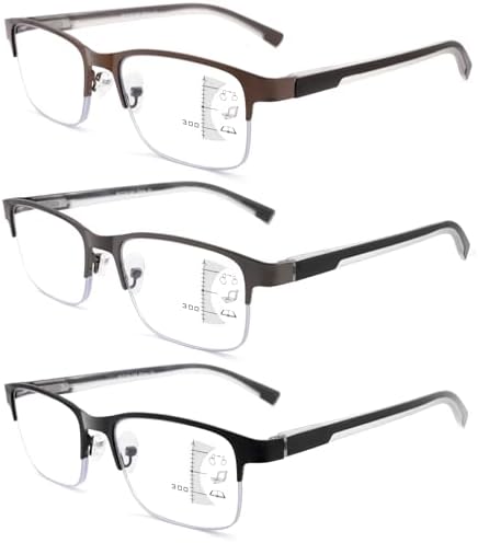 Amazon.com: Half Frame Progressive Multifocus Reading Glasses Anti Blue ...