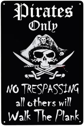 Amazon.com : Pirate Theme Pin Signs Decor 12"x8" Metal Sign Pirates ...